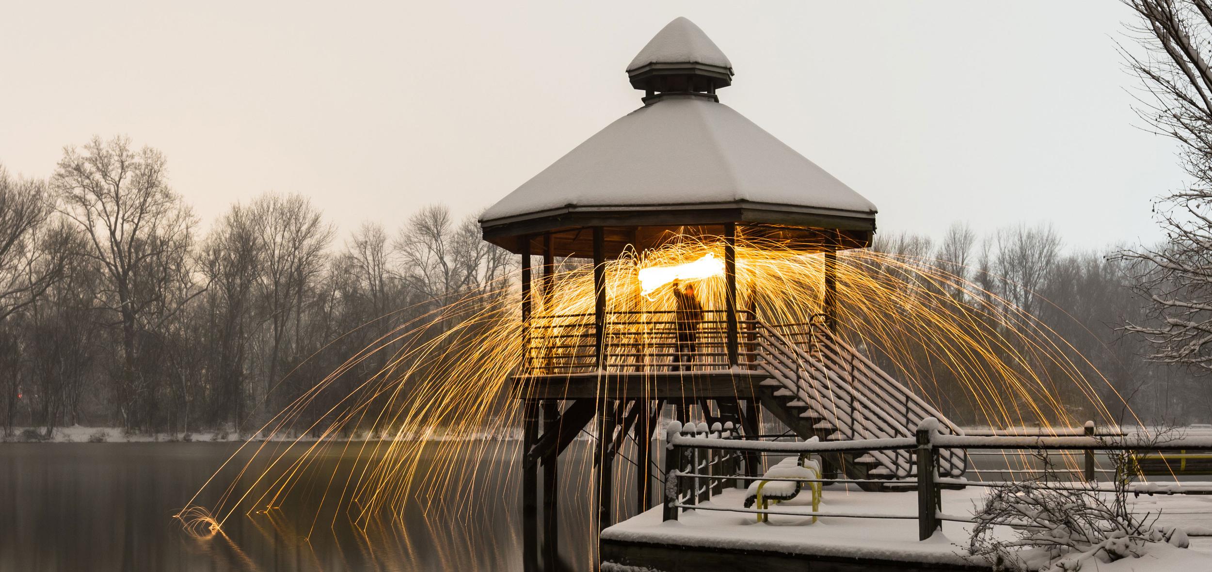 Steel Wool Spinning at Night in Maryland